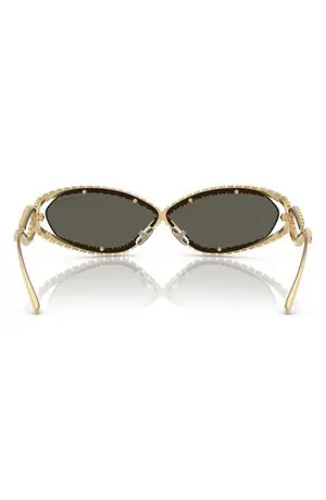 SWAROVSKI 65mm Irregular Sunglasses - Gold