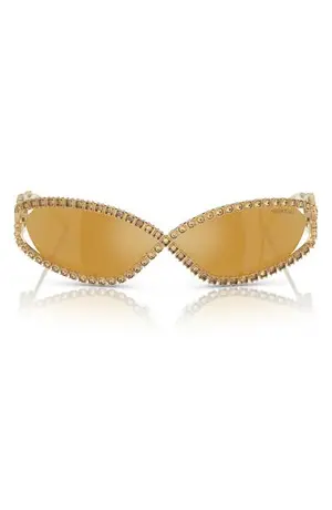 SWAROVSKI 65mm Irregular Sunglasses - Gold