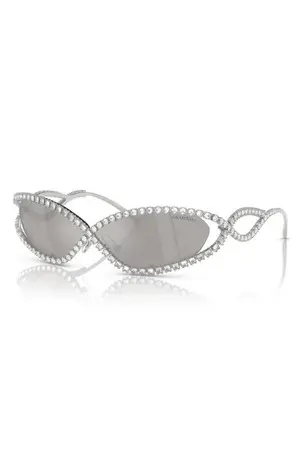 SWAROVSKI 65mm Irregular Sunglasses - Silver