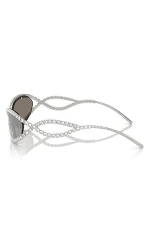 SWAROVSKI 65mm Irregular Sunglasses - Silver