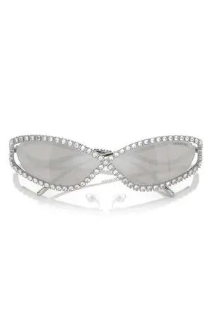 SWAROVSKI 65mm Irregular Sunglasses - Silver