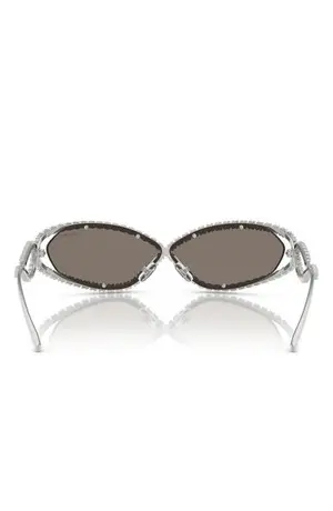 SWAROVSKI 65mm Irregular Sunglasses - Silver