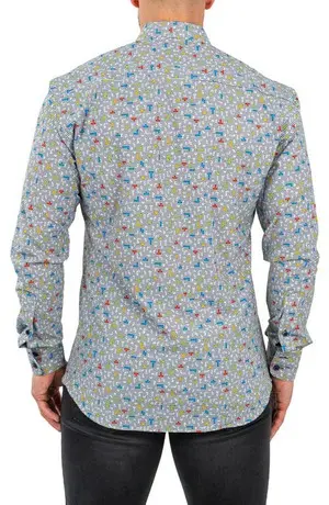 MACEOO Einstein Stretch Tetris Button-up Shirt - White