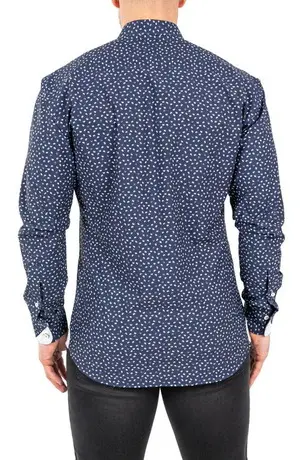 MACEOO Einstein Paisley Print Stretch Button-up Shirt