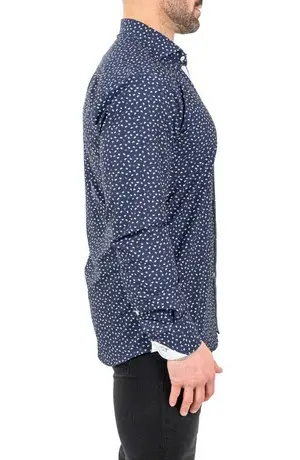 MACEOO Einstein Paisley Print Stretch Button-up Shirt