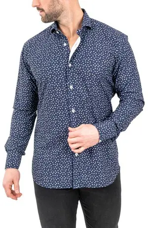 MACEOO Einstein Paisley Print Stretch Button-up Shirt