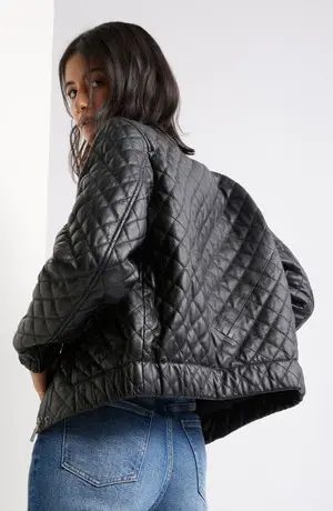 Caslon Quilted Leather Moto Jacket