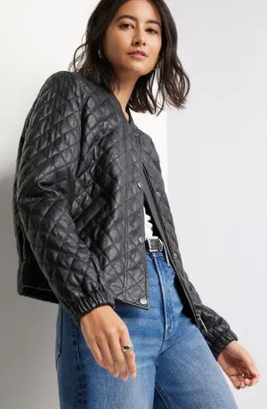 Caslon Quilted Leather Moto Jacket