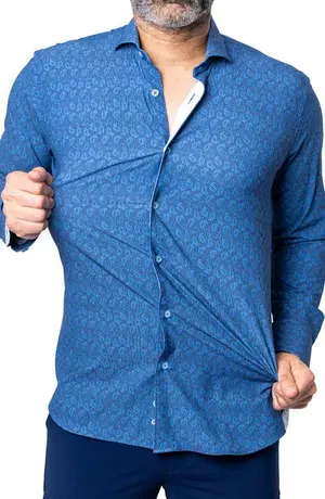 MACEOO Einstein Stretch Oceanic Button-up Shirt - Blue