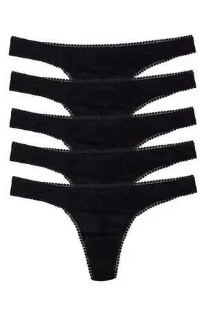 ON GOSSAMER 5-pack Mesh Hip Thongs - Black