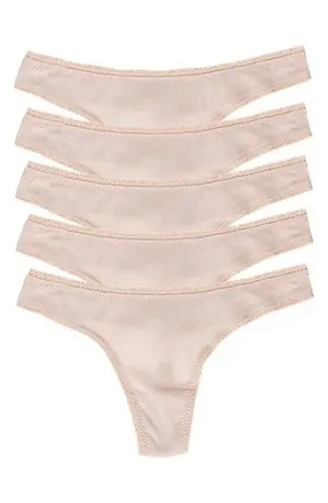 ON GOSSAMER 5-pack Mesh Hip Thongs - Champagne