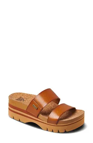 Reef Cushion Vista Higher Platform Slide Sandal - Cognac