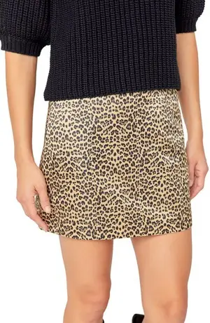 English Factory Leopard Satin Miniskirt