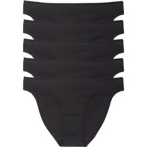 ON GOSSAMER 5-pack Cabana Stretch Cotton Hip-bikinis - Black