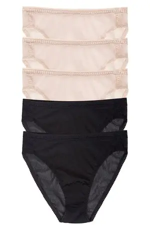 ON GOSSAMER 5-pack Mesh High Cut Briefs - Black/ Champagne
