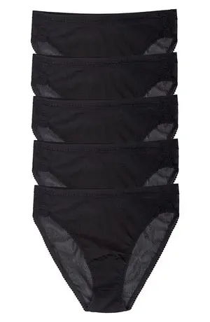 ON GOSSAMER 5-pack Mesh High Cut Briefs Black