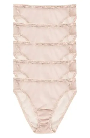 ON GOSSAMER 5-pack Mesh High Cut Briefs - Champagne