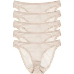 ON GOSSAMER 5-pack Mesh Hip Bikinis - Champagne
