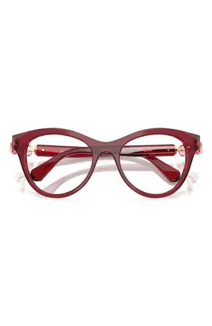 SWAROVSKI 52mm Round Eyeglasses - Burgundy