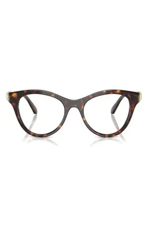 SWAROVSKI 52mm Round Eyeglasses - Dark Havana