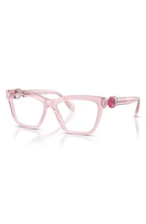 SWAROVSKI 55mm Square Eyeglasses - Trans Pink