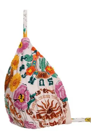 Agua Bendita Lolita Nopal Embroidered Bikini Top