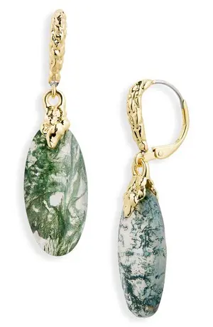 Alexis Bittar Brut Moss Agate Drop Earrings