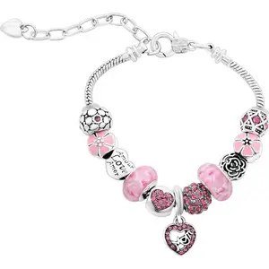 DONATELLO GIAN Name Crystal Charm Bracelet - Pink