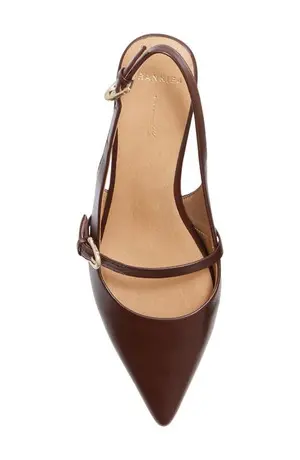 FRANKIE4 Coco Leather Slingback Kitten Heel Pumps - Chestnut