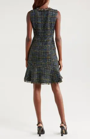 TAHARI ASL Chain Detail Tweed Dress