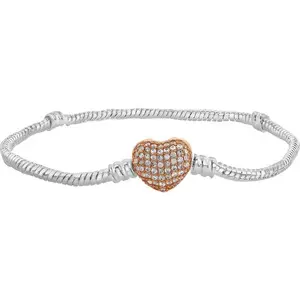 DONATELLO GIAN Name Crystal Heart Charm Bracelet - Silver
