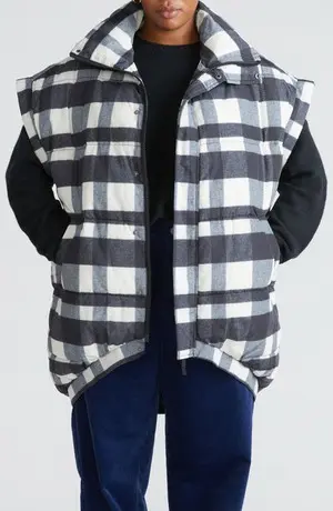 Universal Standard Universal Standard Paparazzi Puffer Vest Black/ White Plaid