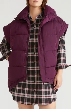 Universal Standard Paparazzi Puffer Vest - Gamay Burgundy