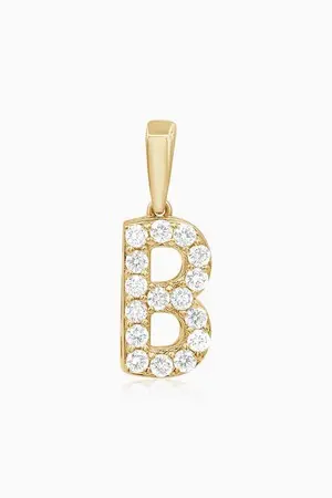 ORADINA 14k Gold Diamond Initial Pendant - Yellow Gold - B
