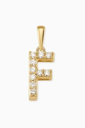 ORADINA 14k Gold Diamond Initial Pendant - Yellow Gold - F