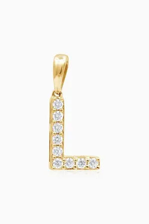ORADINA 14k Gold Diamond Initial Pendant - Yellow Gold - L