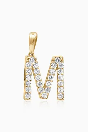 ORADINA 14k Gold Diamond Initial Pendant - Yellow Gold - M