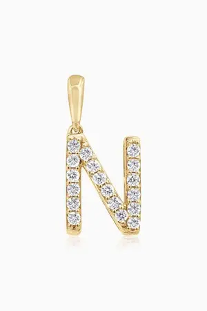 ORADINA 14k Gold Diamond Initial Pendant - Yellow Gold - N