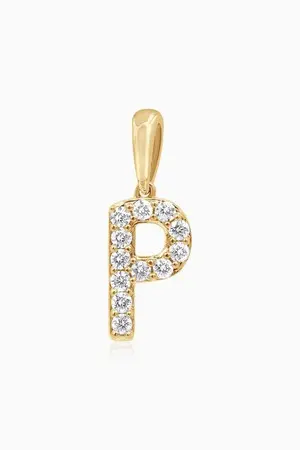 ORADINA 14k Gold Diamond Initial Pendant - Yellow Gold - P