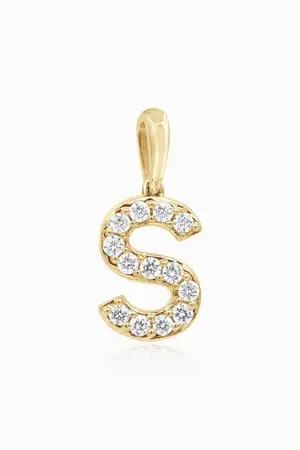 ORADINA 14k Gold Diamond Initial Pendant - Yellow Gold - S