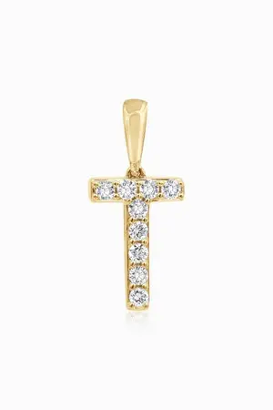 ORADINA 14k Gold Diamond Initial Pendant - Yellow Gold - T
