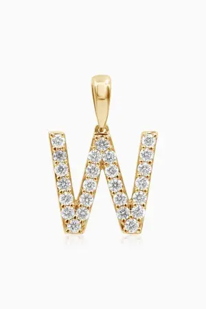 ORADINA Oradina 14k Gold Diamond Initial Pendant Yellow Gold - W