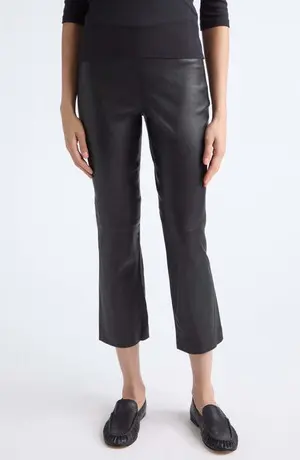 Vince Stretch Leather Crop Flare Pants