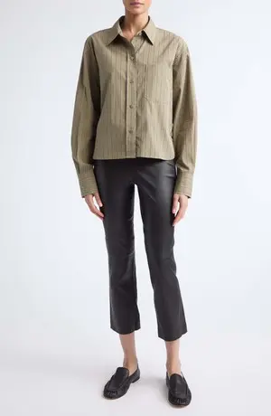 Vince Stretch Leather Crop Flare Pants