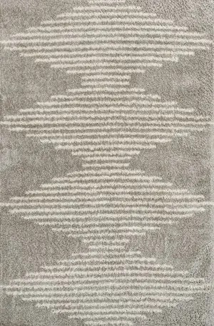JONATHAN Y Elm Diamond Stripe Geometric Shag Area Rug - Gray/ivory