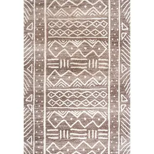 JONATHAN Y Amanar Geometric Area Rug - Brown/ivory