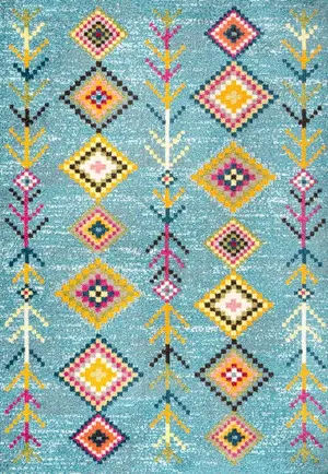 JONATHAN Y Love Geometric Area Rug - Light Blue/multi