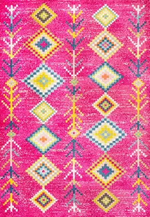 JONATHAN Y Love Geometric Area Rug Pink/multi