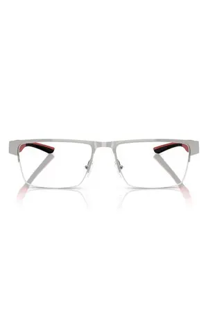 SCUDERIA FERRARI 57mm Rectangular Eyeglasses Silver