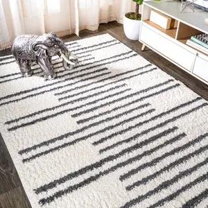 JONATHAN Y Petra Stripe Geometric Shag Area Rug